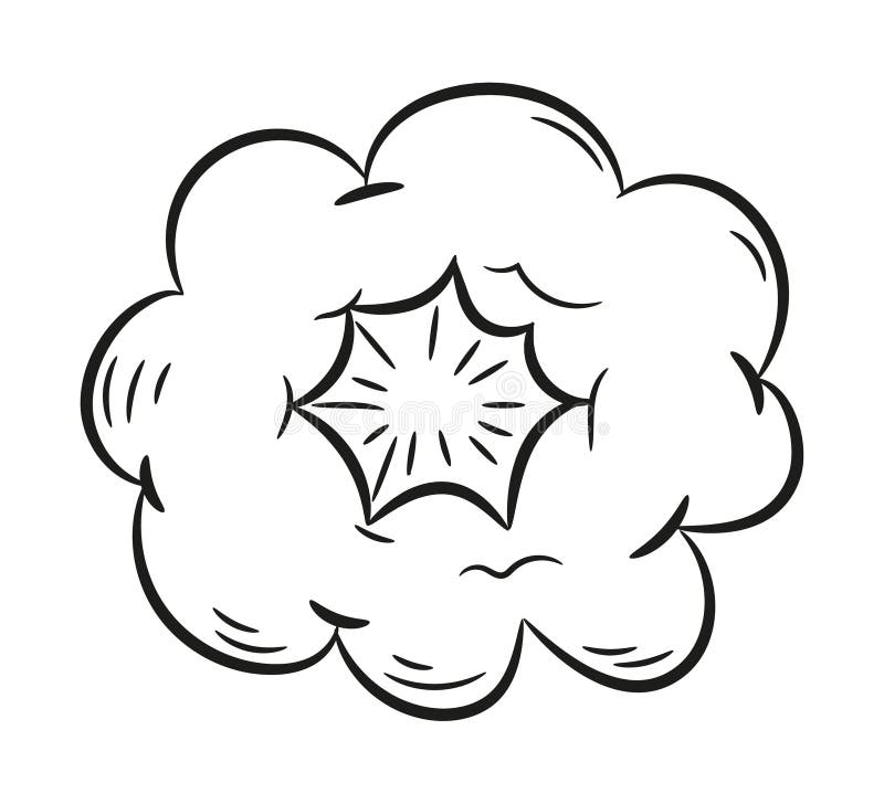 Explosion Bomb Doodle Smoke or Cloud, Bomb Element. Comic Wow, Boom ...