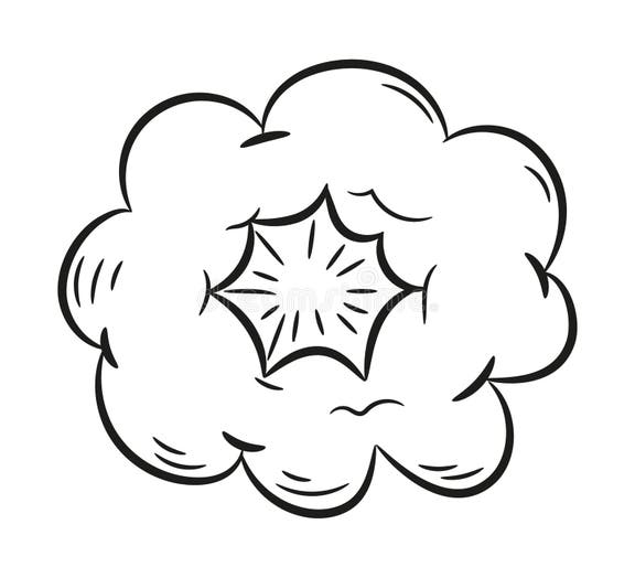 Explosion Bomb Doodle Smoke or Cloud, Bomb Element. Comic Wow, Boom ...
