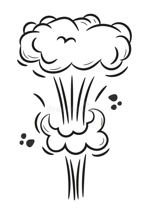 Explosion Bomb Doodle Smoke or Cloud, Bomb Element. Comic Wow, Boom ...