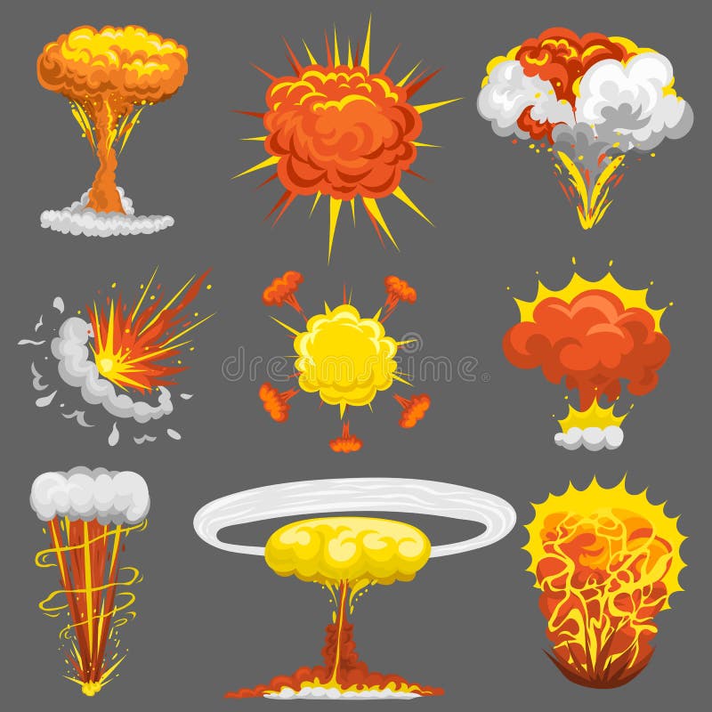 Explosion Boom Effect Vector Set. Stock Vector - Illustration of boom ...