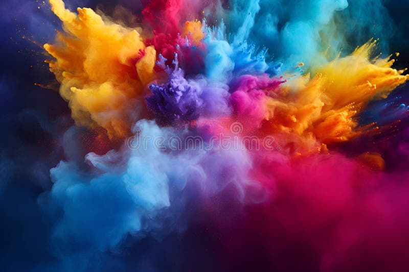 An Explosion of Bright Holi Colors Stock Illustration - Illustration of ...