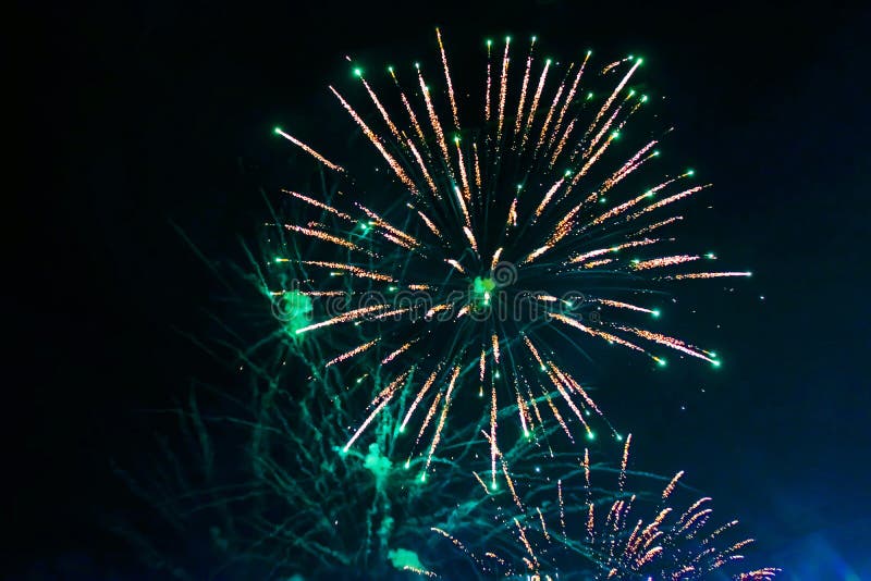 An Explosion of Bright Single Fireworks, Against the Background of the ...