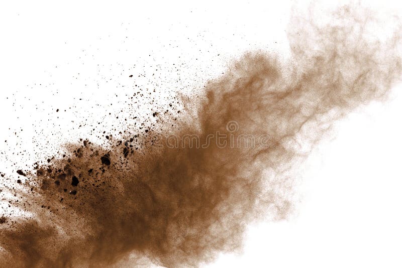 Brown Powder Explosion on White Background. Paint Holi Stock Photo ...