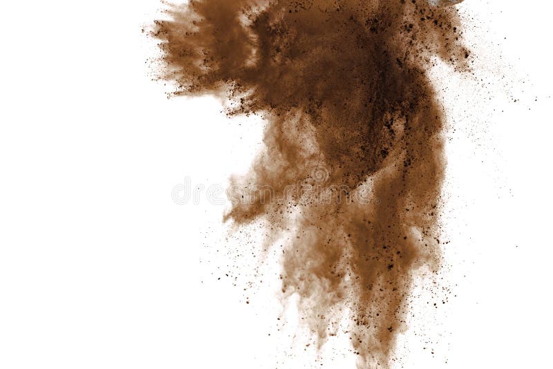 Brown Powder Explosion On White Background. Paint Holi Stock Photo ...