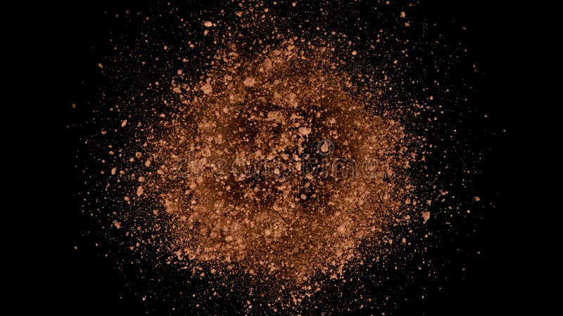 Explosion of Brown Powder on Black Background Stock Image - Image of ...