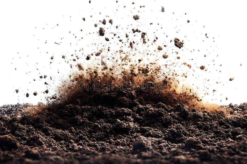 Explosion of Brown Soil with Particles Isolated on a White Background ...