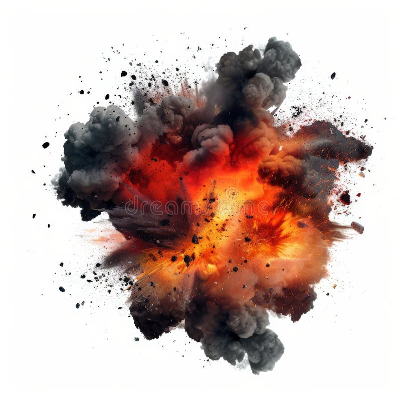 An Explosion with a Burst of Red and Orange Flames Mixed with Dark ...