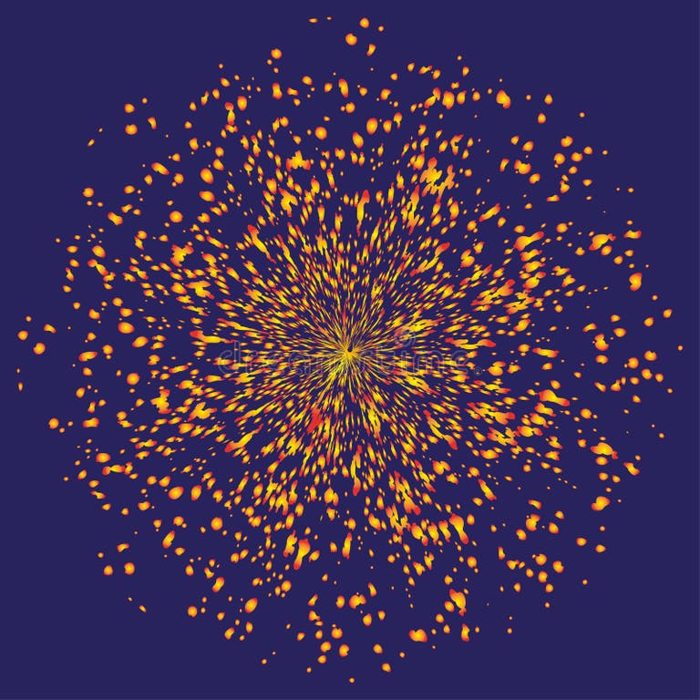 Explosion Burst Vector. Bright Glowing Flare. Radiating Fire Particles ...