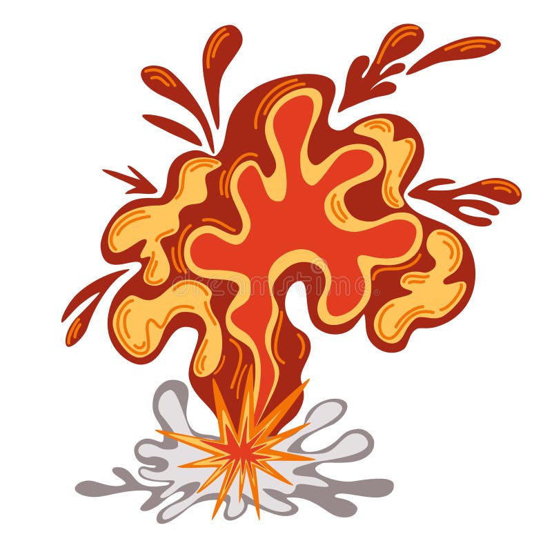 Explosion. Cartoon Dynamite or Bomb Explosion, Fire. Boom Clouds and ...