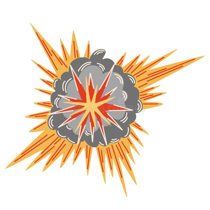 Explosion. Cartoon Dynamite or Bomb Explosion, Fire. Boom Clouds and ...