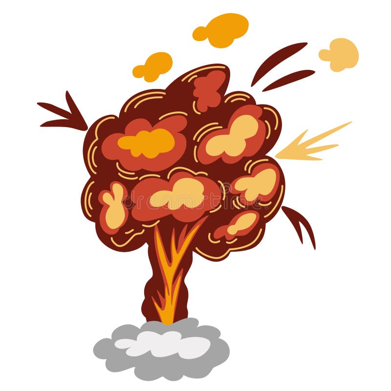 Explosion. Cartoon Dynamite or Bomb Explosion, Fire. Boom Clouds and ...