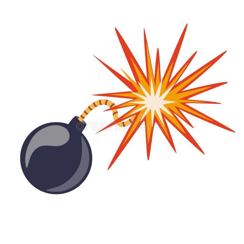Explosion. Cartoon Dynamite or Bomb Explosion, Fire. Boom Clouds and ...