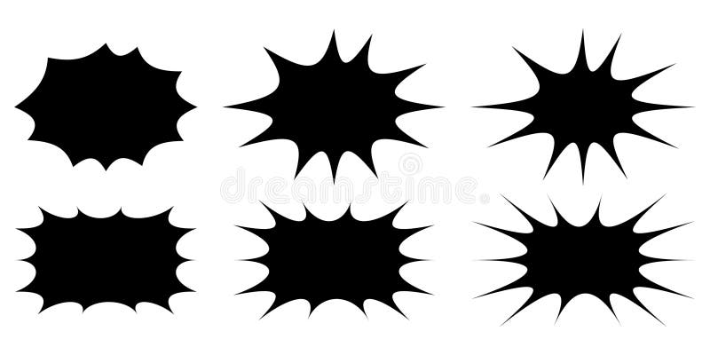 Explosion Cartoon Symbols Speech Bubbles Set. Comic Shape Vector Stock ...