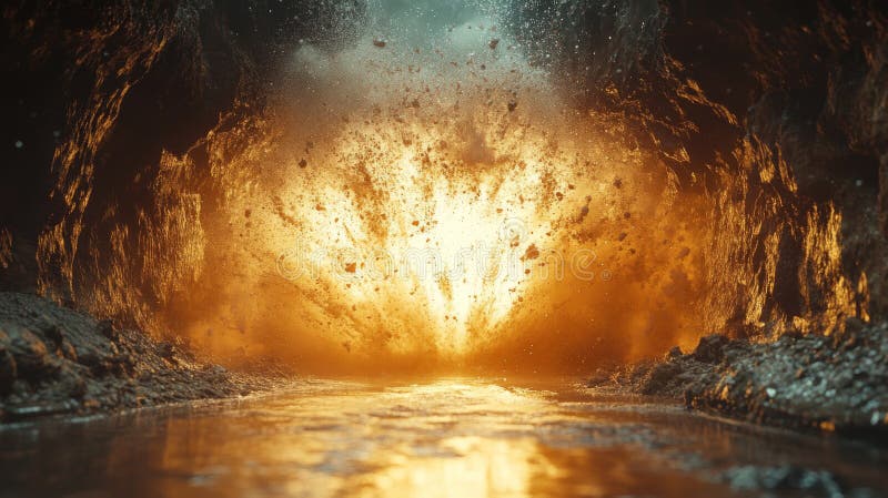 Explosion in Cave stock illustration. Illustration of power - 340417971