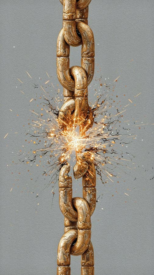 Explosion of a Chain Link Shows the Moment of Breaking Due To Immense ...