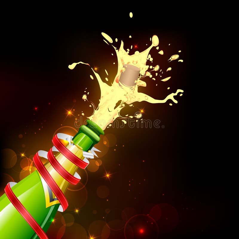 Explosion of Champagne Bottle Cork Stock Illustration - Illustration of ...