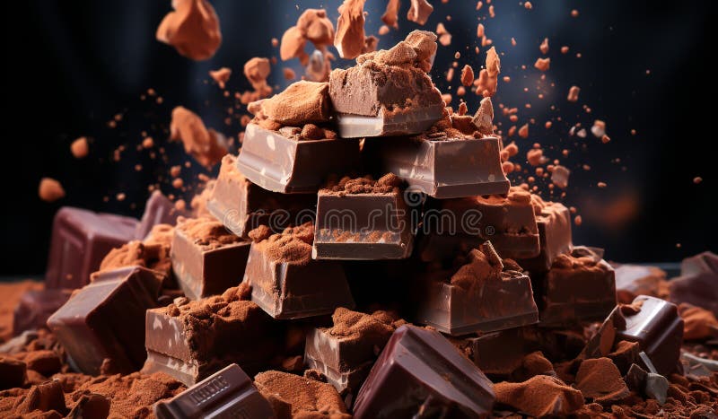 Explosion of Chocolate that Breaks into Pieces. AI Generated Stock ...