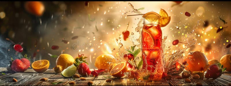 Explosion of Citrus and Berry Flavors in Dynamic Fruit Splash Stock ...