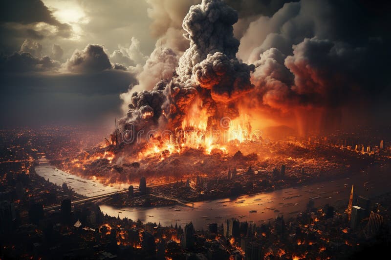 Explosion in the City,huge Fire Stock Image - Image of bomb, fireworks ...