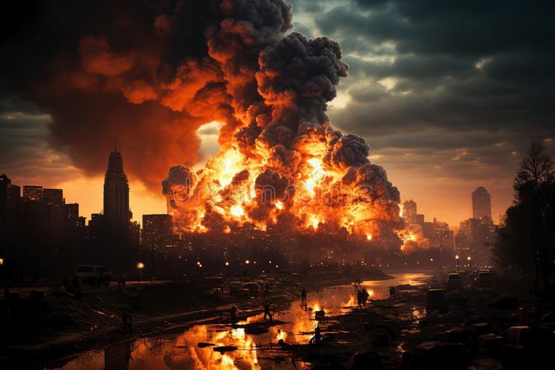Explosion in the City,huge Fire Stock Photo - Image of detonation ...