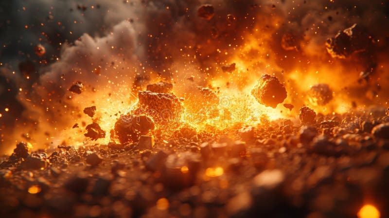 Explosion Close-up Generative Ai Stock Illustration - Illustration of ...