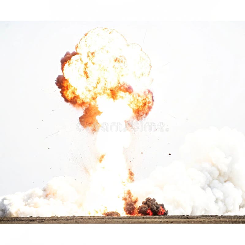 Explosion with a Cloud of Fire Isolated on White Background Stock ...