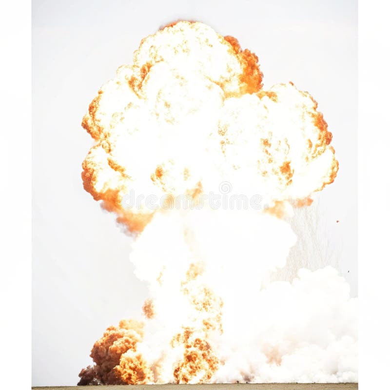 Explosion with a Cloud of Fire Isolated on White Background Stock ...