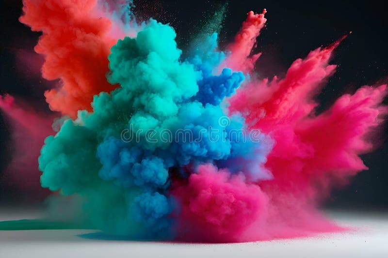 Explosion of Cloudy Red, Green and Blue Powder Stock Illustration ...