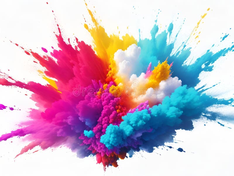 Explosion of Color in Cloud Shape Stock Illustration - Illustration of ...