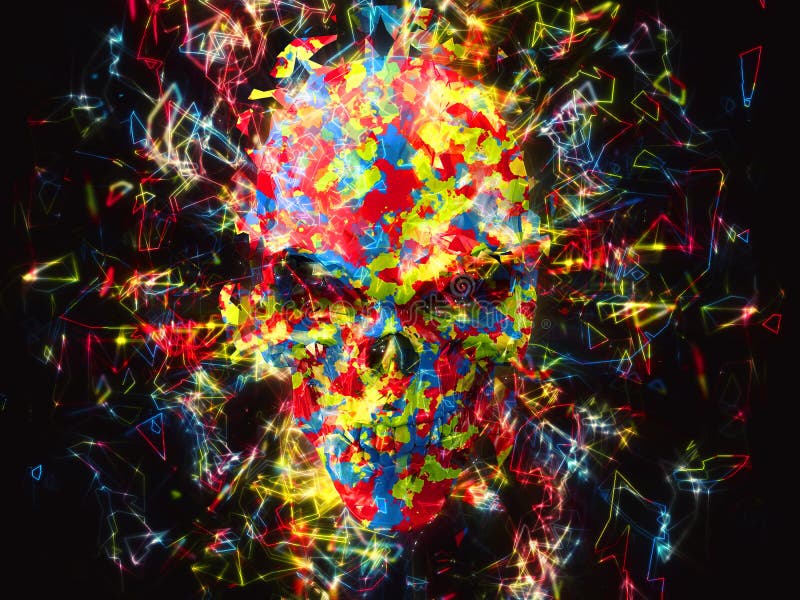 Explosion of Color and Glowing Neon Polygons Stock Illustration ...