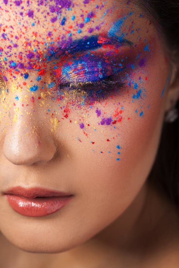 Explosion of Color, Multi-colored Shadows Scattered on the Eyelids ...