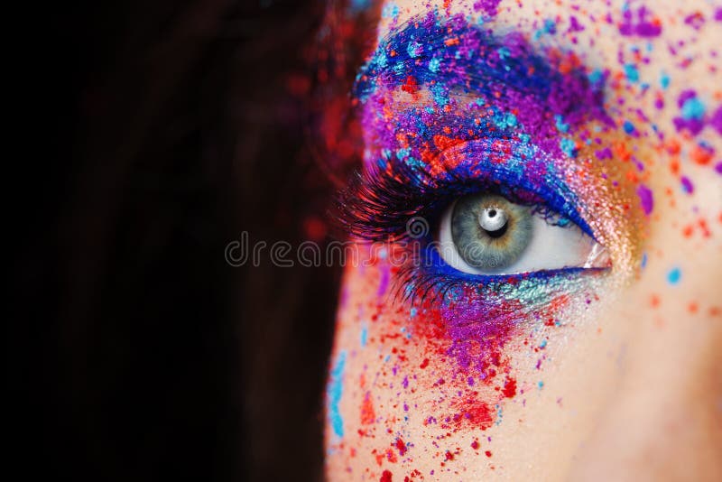 Explosion of Color, Multi-colored Shadows Scattered on the Eyelids ...