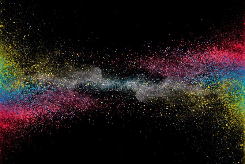 Explosion of Color Powder on Black Background Stock Photo - Image of ...