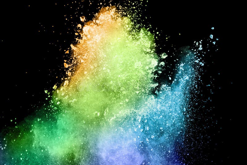 Explosion of Color Powder on Black Background. Splash of Color Powder ...