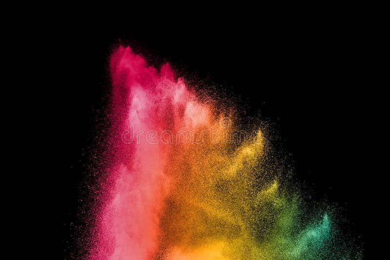 Explosion of Color Powder on Black Background. Splash of Color Powder ...