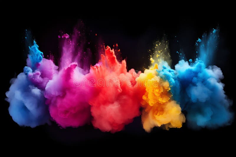 Explosion of Color Powder. Generative Ai Stock Illustration ...