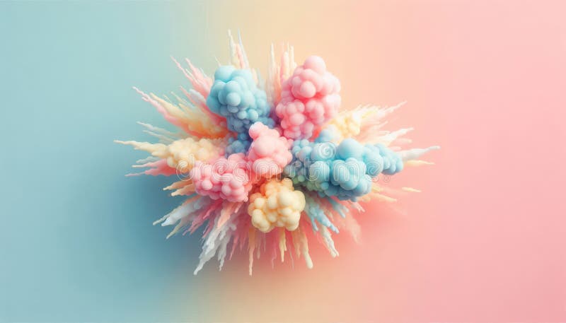 Explosion of Colored Clouds of Pastel Tones, Colorful Boom Stock Photo ...