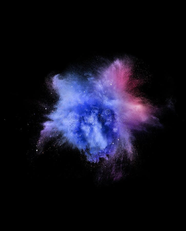 Explosion of Colored, Fluid and Neoned Powder on Black Studio ...