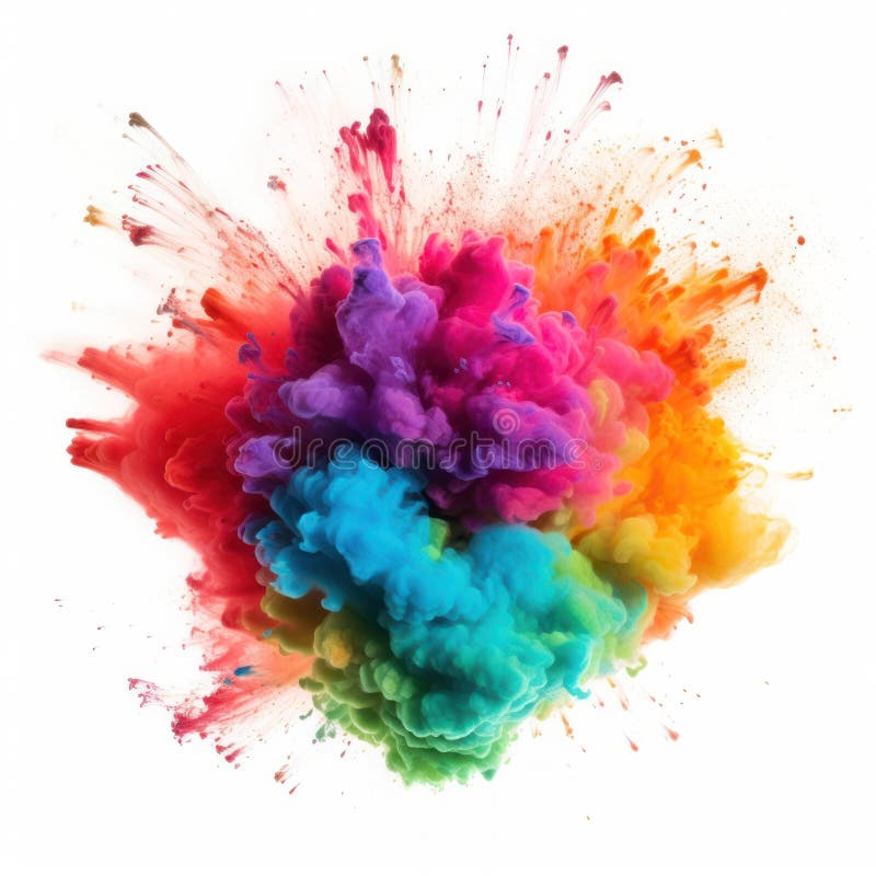 Explosion of Colored Inks on White Background. Abstract Colorful Ink ...