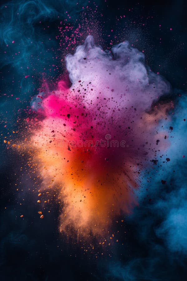 An Explosion of Colored Powder Against a Black Backdrop. the Dynamic ...