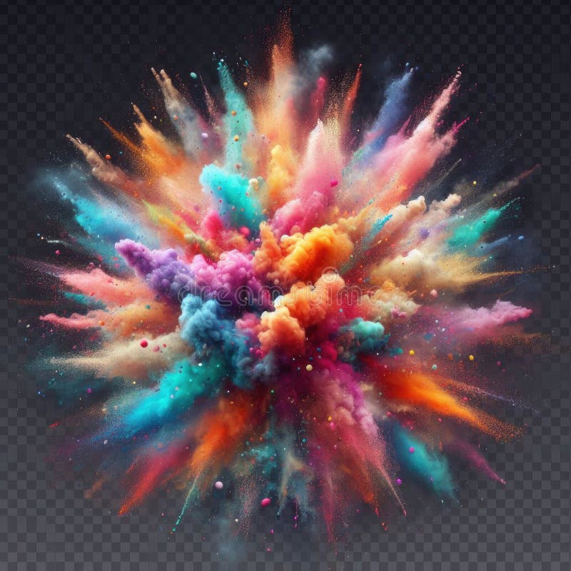Explosion of Colored Powder. Big Explosion of Colored Powder on a Dark ...