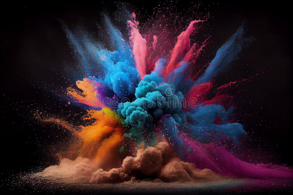 Explosion of Colored Powder on Black Backgound Stock Illustration ...