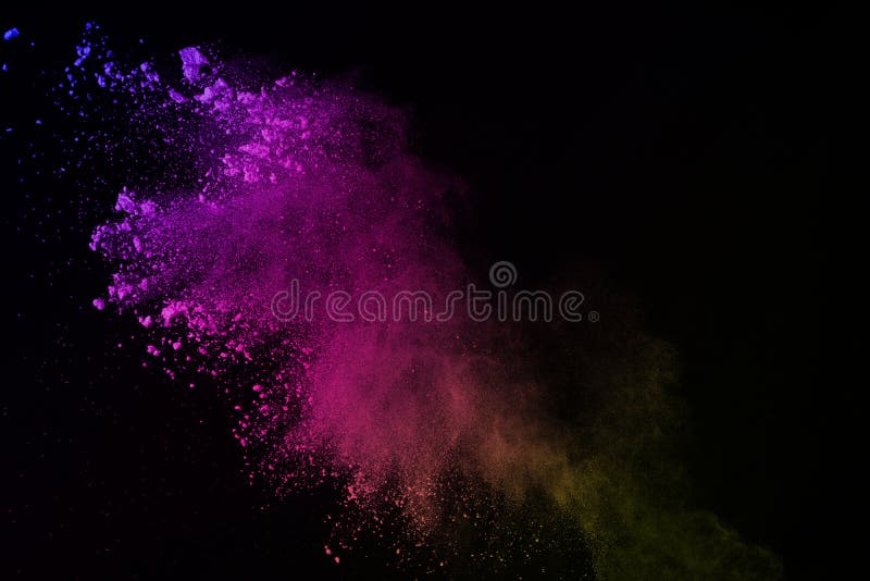 Explosion of Colored Powder on Black Background. Stock Photo - Image of ...