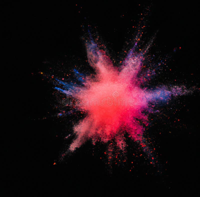 Explosion of Colored Powder on a Black Background Stock Image - Image ...
