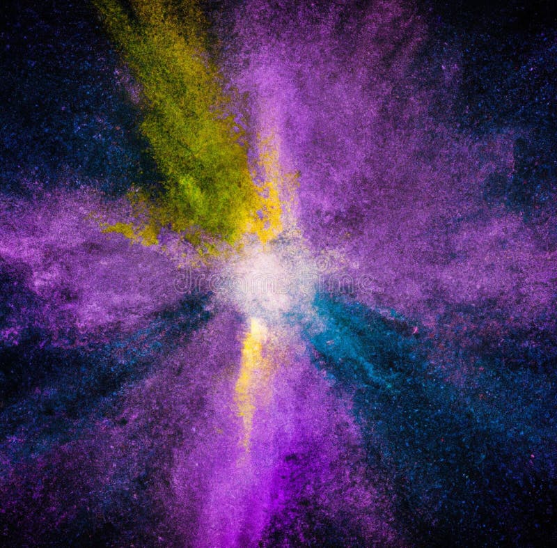 Explosion of Colored Powder on a Black Background Stock Photo - Image ...