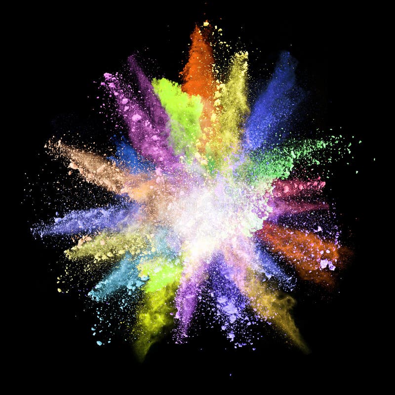 Explosion of Colored Powder on Black Background Stock Illustration ...