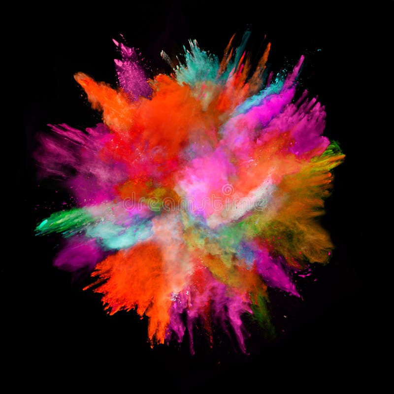 Explosion of Colored Powder on Black Background Stock Photo - Image of ...