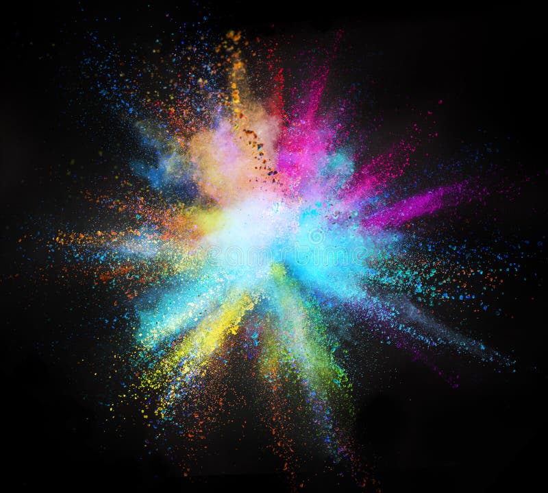 Explosion of Colored Powder on White Background Stock Photo - Image of ...