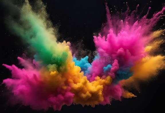 Explosion of Colored Powder on Black Background Stock PhotoExploding ...