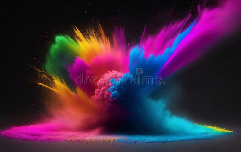 Explosion of Colored Powder, Generative AI Illustration Stock ...